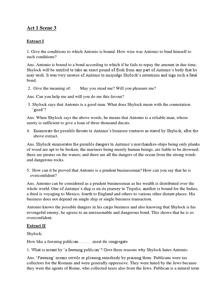 Act 1 Scene 3 | PDF | Shylock | Jacob