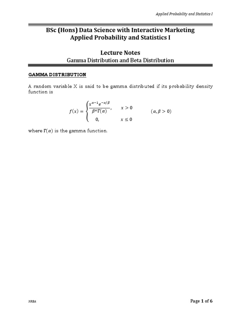 Gamma Distribution and Beta Distribution | PDF | Probability ...