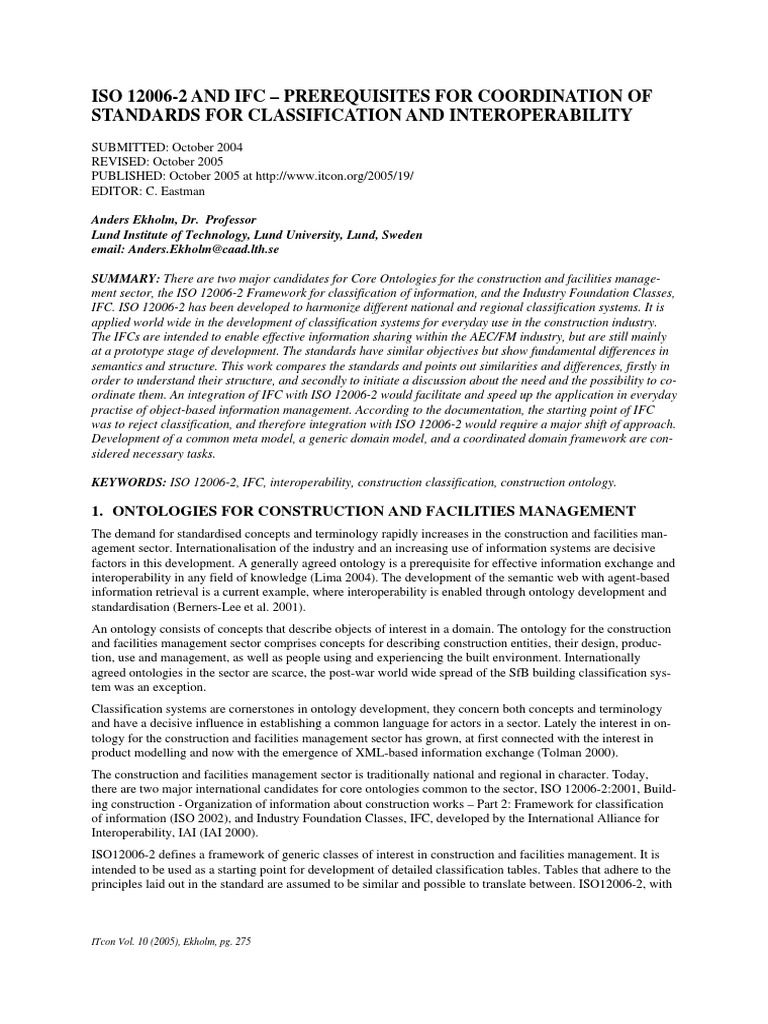 ISO 12006 2 and IFC Prerequisites For Co | PDF