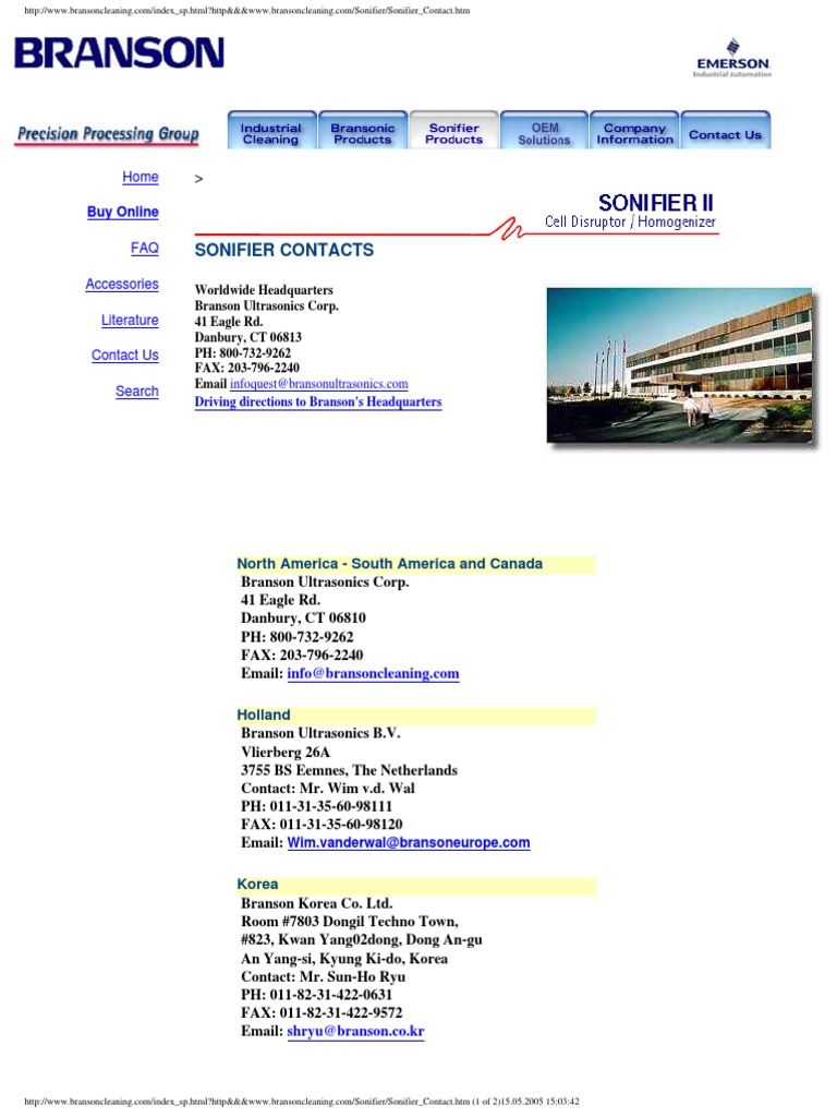 Branson Components Products | PDF