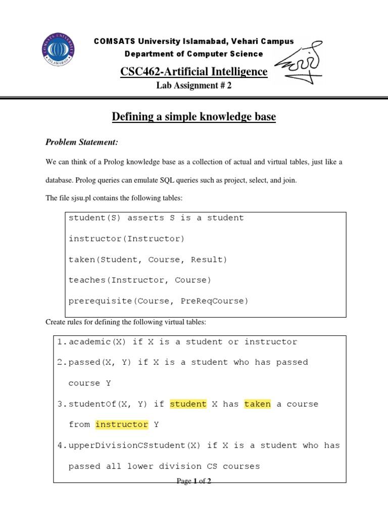 Prolog Knowledge Base Lab Assignment Pdf