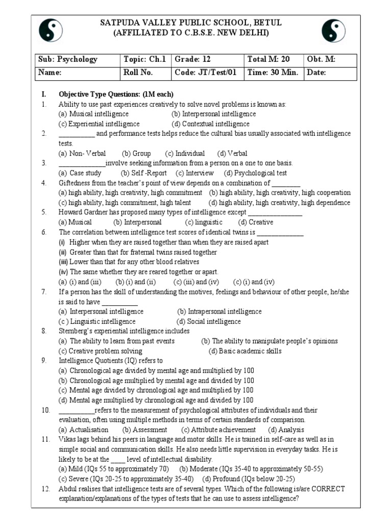 Chapter 1 | PDF | Intelligence Quotient | Intelligence
