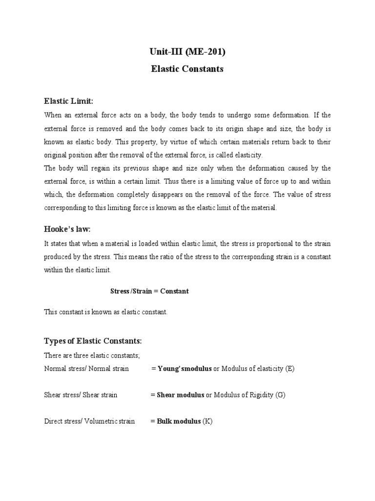 Constant | PDF | Elasticity (Physics) | Young's Modulus