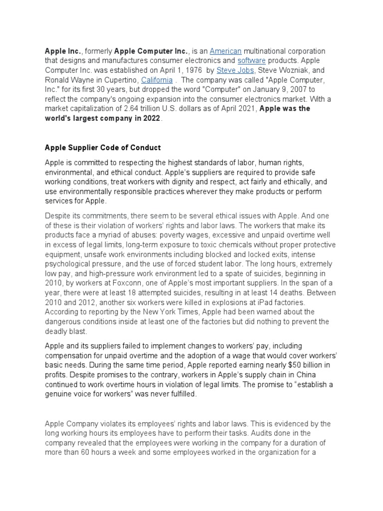 Defining The Problem | PDF | Apple Inc. | Employment