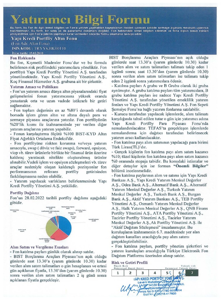 YKT - Yatirimci Bilgi Formu | PDF