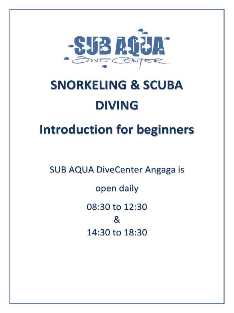 An Introduction to Snorkeling, Scuba Diving, and Marine Life at SUB AQUA DiveCenter Angaga | PDF ...