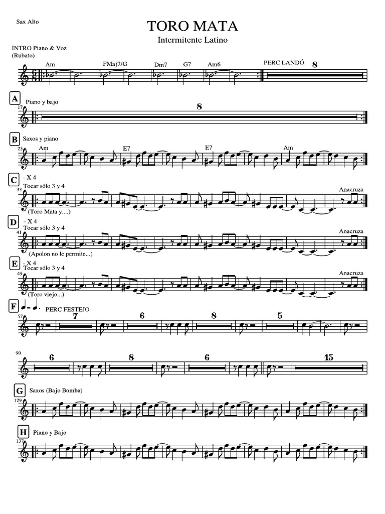 Toro Mata Sax Alto | PDF