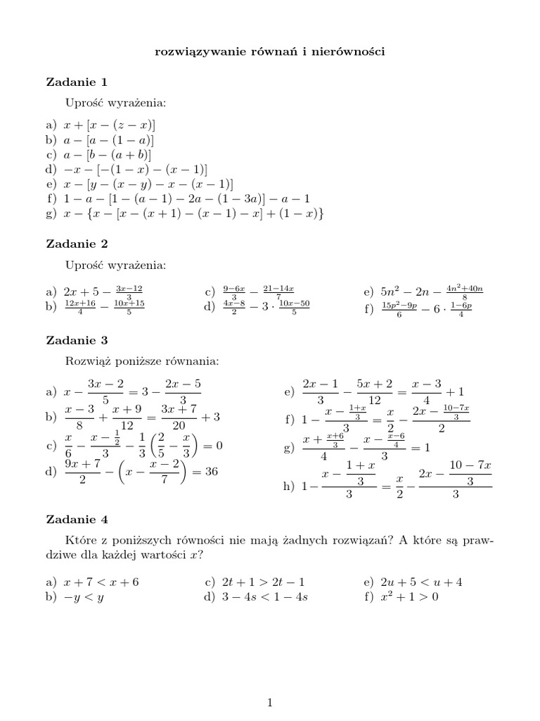 0 Rownania Nierownosci | PDF