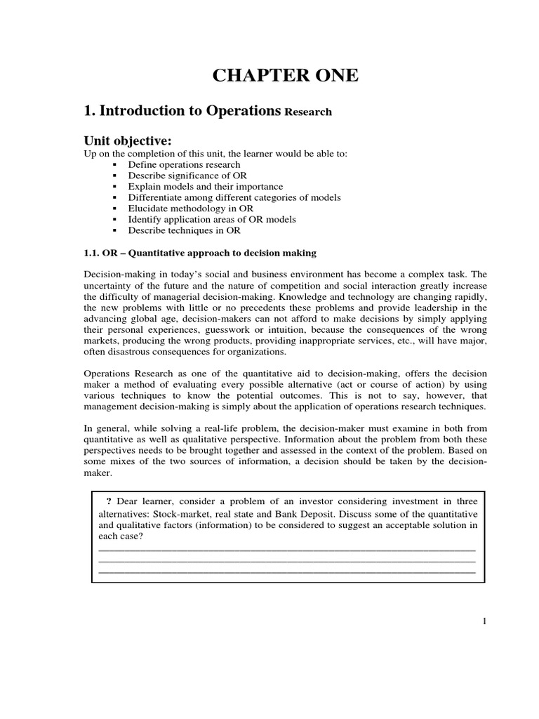 Operations Research Module | PDF | Mathematical Optimization ...