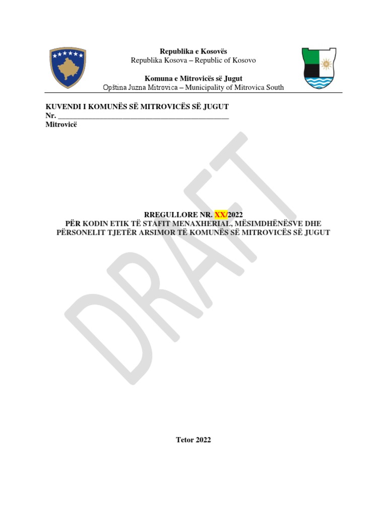 Kodi I Etikës-DRAFT | PDF