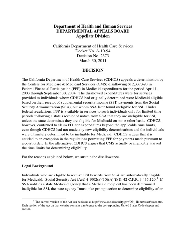 Department of Health and Human Services DEPARTMENTAL APPEALS BOARD ...