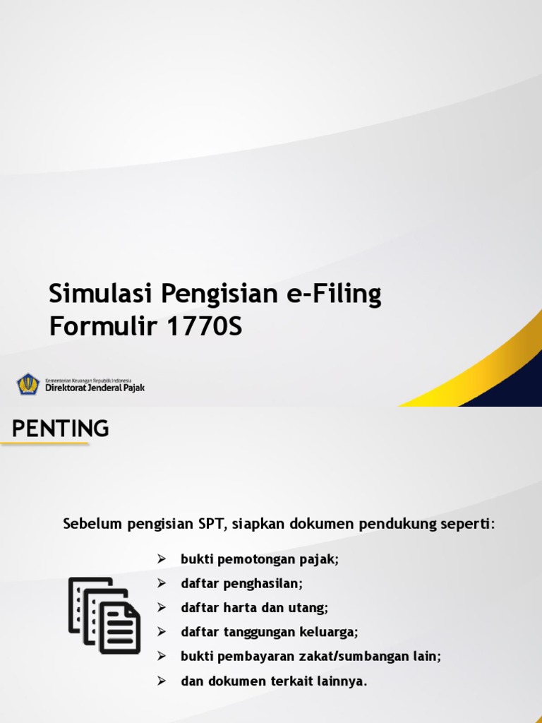 Panduan Simulasi e-Filing 1770S | PDF