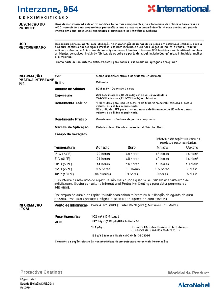 Pintura Interzone 954 | PDF | Embalagem e rotulagem | Tinta