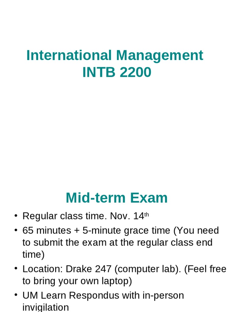 INTB 2200 Fall 2022 Mid Term Review | PDF