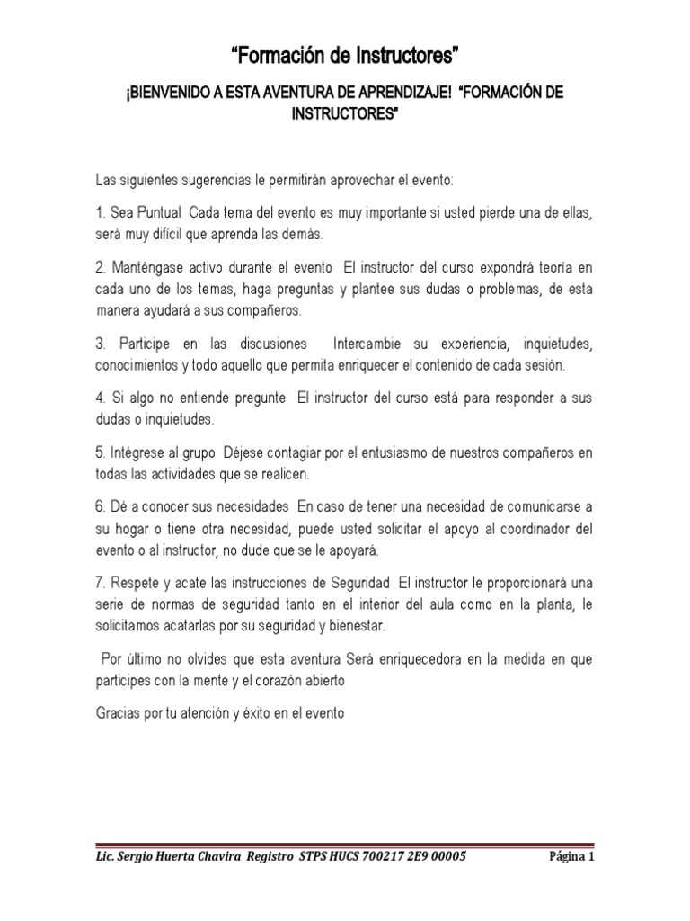 Formación de Instructores 2016 | PDF | Aprendizaje | Método de enseñanza