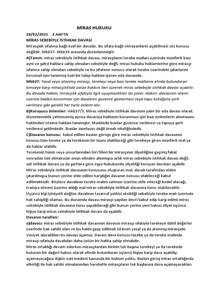 Miras Hukuku Vize+final | PDF