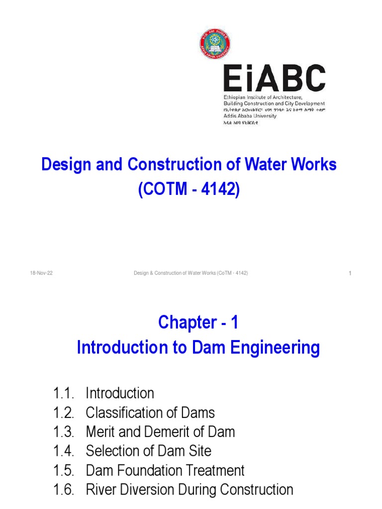 Chapter 01 (CoTM - 4142) | Download Free PDF | Dam | Hydroelectricity