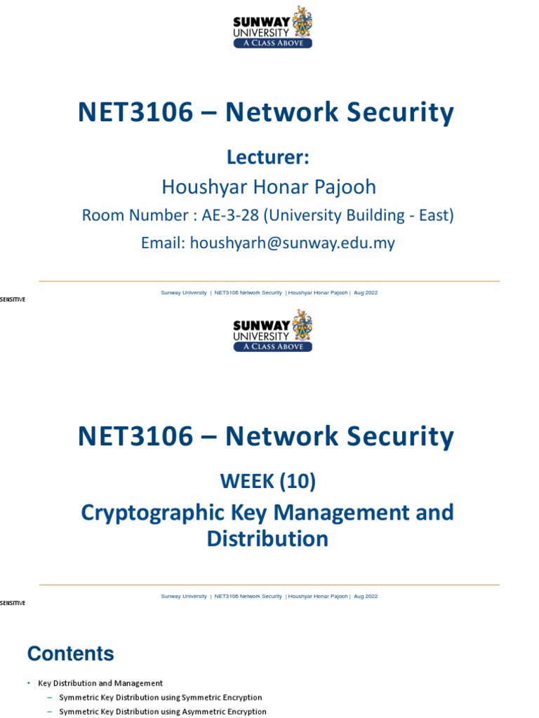 Lecture10 - Week 10 | PDF | Key (Cryptography) | Public Key Cryptography