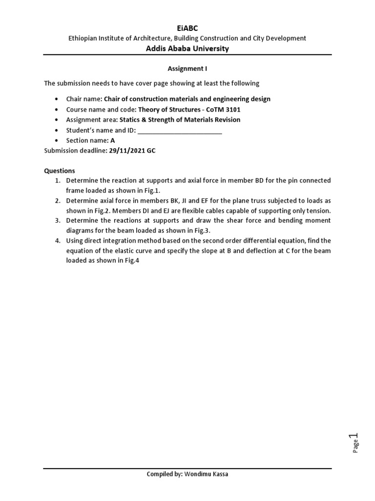 Assignment On Revision of Statics & Strength of Materials 20 21 | PDF | Beam (Structure) | Bending