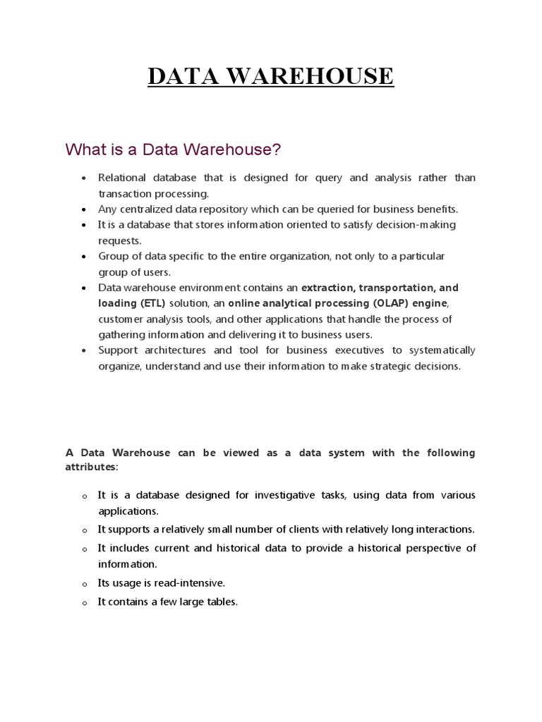 Data Ware House And Mining Notes Pdf Data Warehouse Data Mining 9855