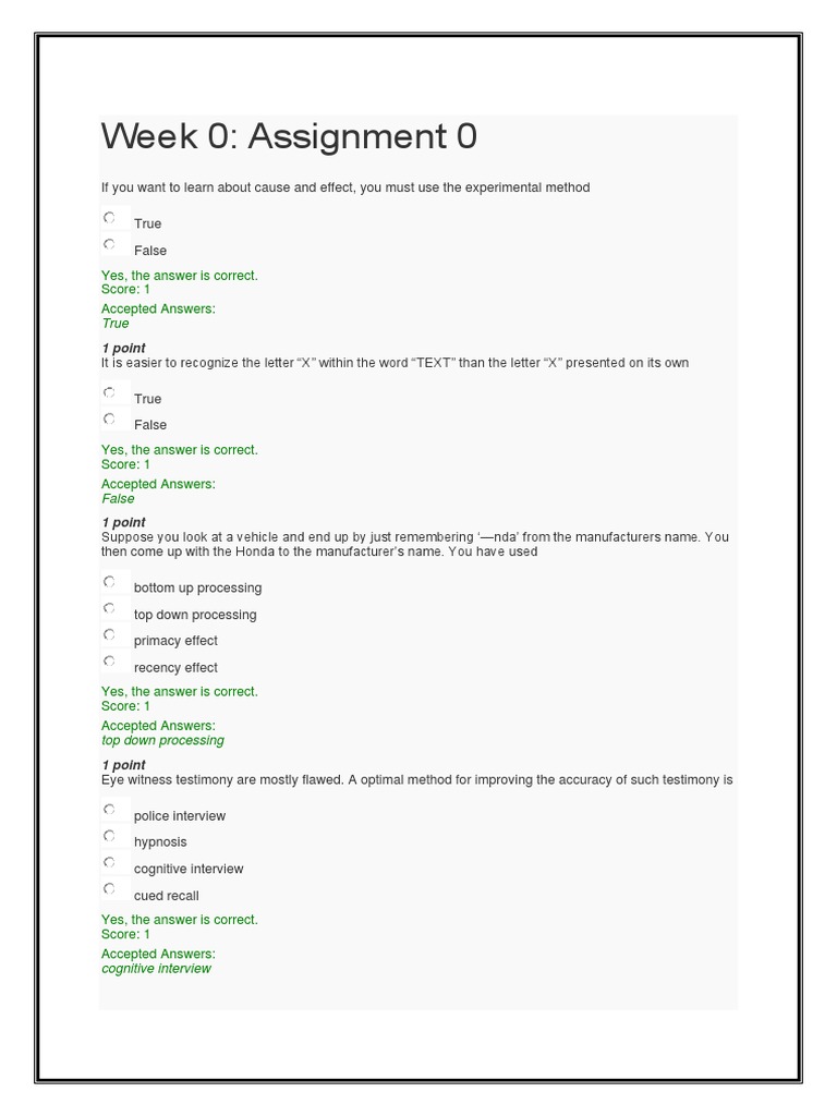 Assignments | PDF | Decision Making | Recall (Memory)