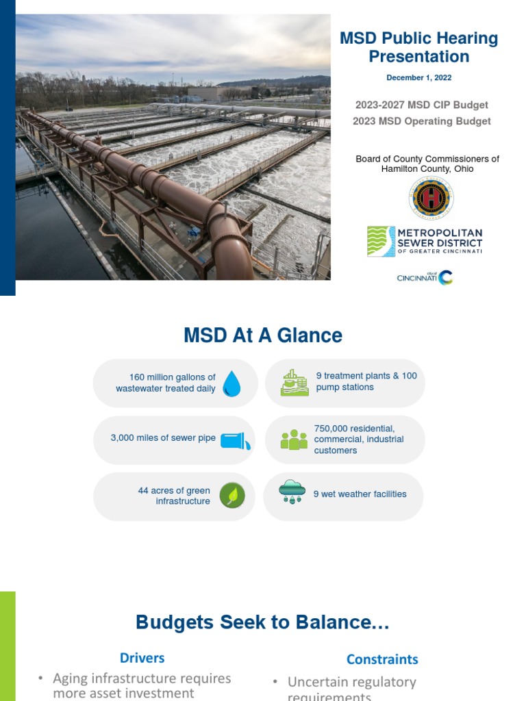 MSD 2023 Budget Presentation | PDF | Sewage Treatment | Sanitary Sewer