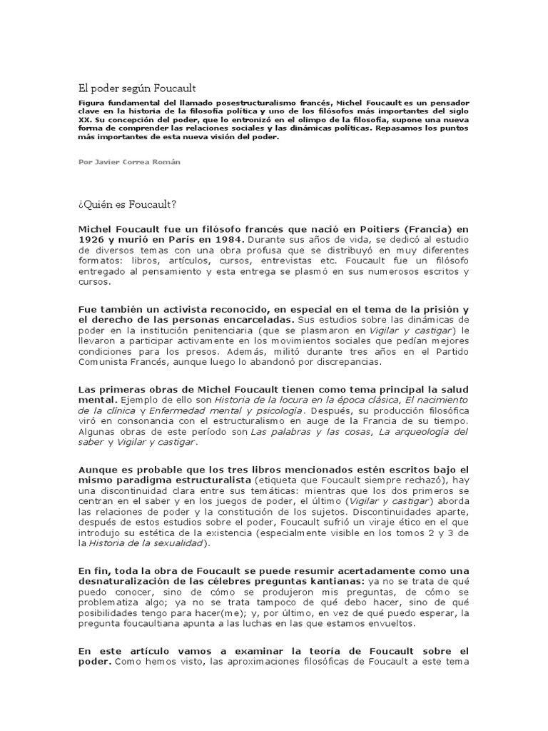 El poder según Foucault | PDF | Michel Foucault | marxismo