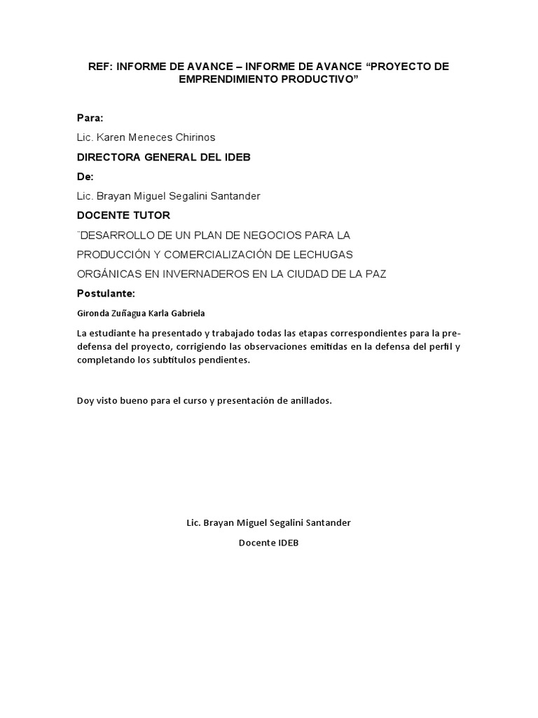 Informe Proyecto de Emprendimiento | PDF