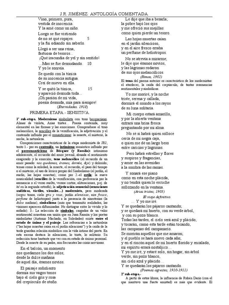 Antología Comentada - Juan Ramón Jiménez | PDF | Poesía