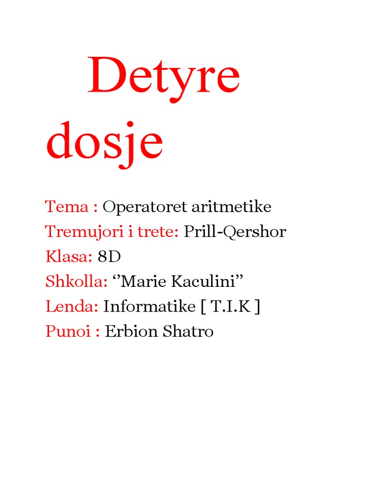 Detyre Dosje Tik 1 | PDF