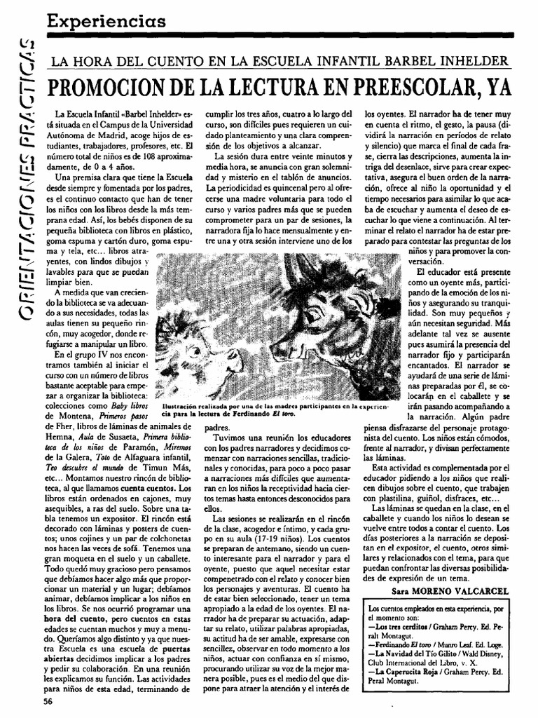 Promocion De La Lectura En Preescolar Ambiente De Aula Pdf