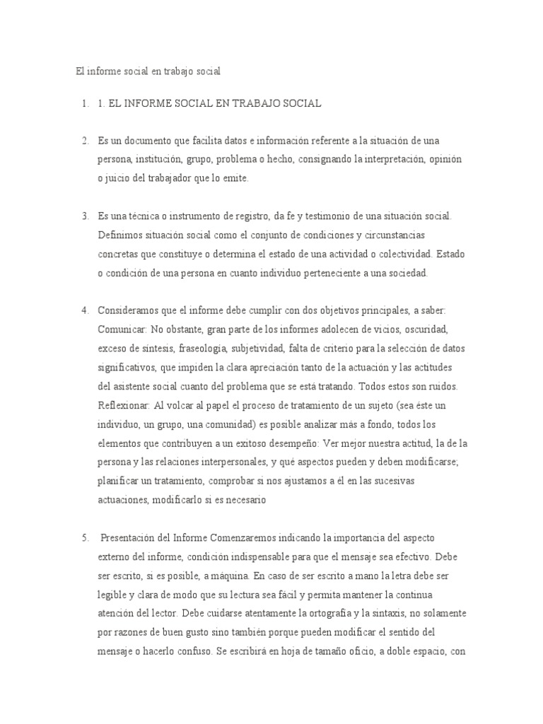 El Informe Social en Trabajo Social | Descargar gratis PDF | Trabajo ...