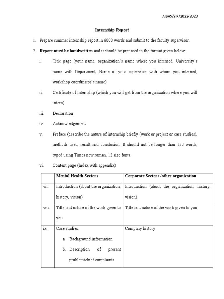 Sample Internship Report Format | PDF | Therapy | Social Programs