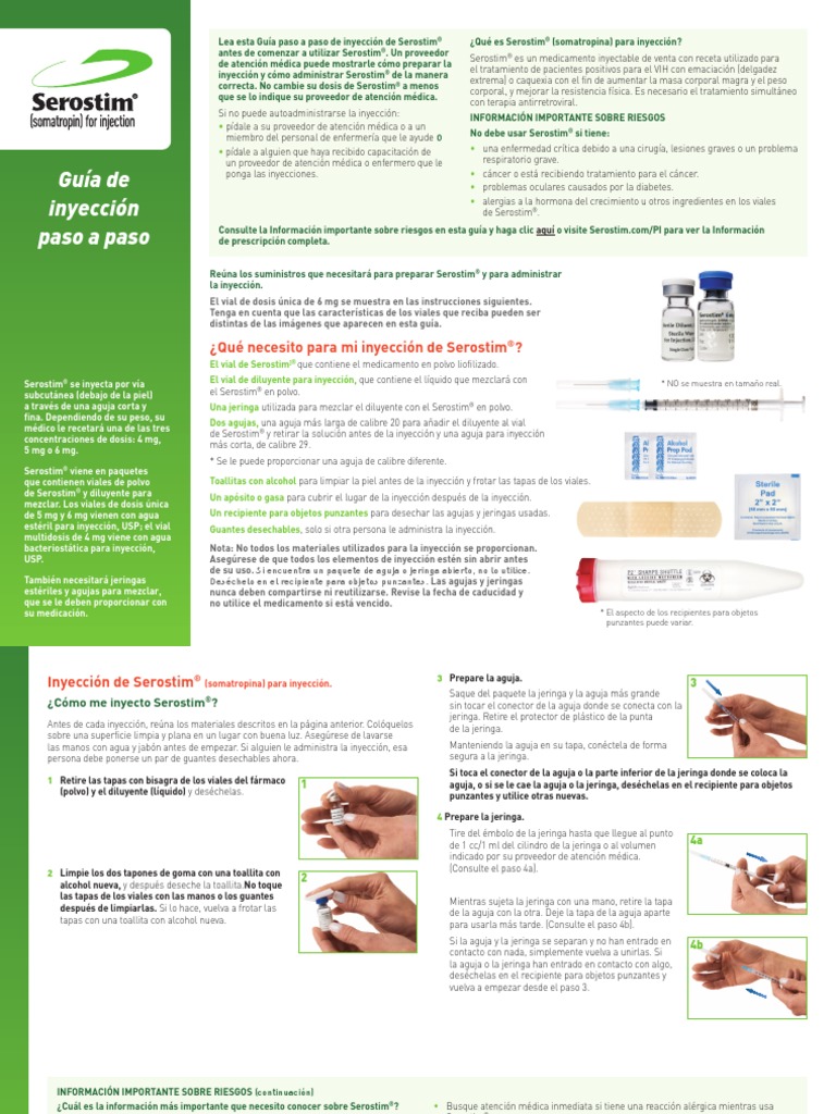 Serostim Step by Step Injection Guide Spanish | PDF | Inyección ...
