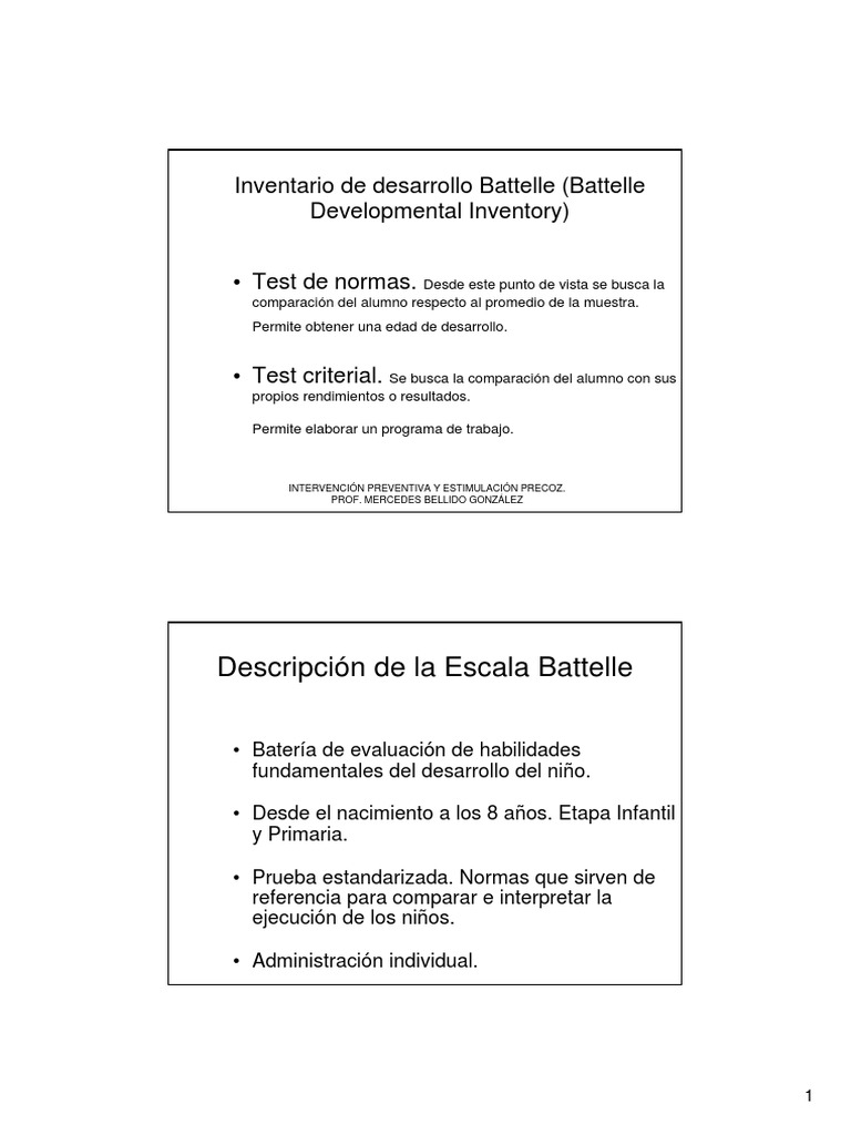 Inventario de Desarrollo Battelle_descripcion | PDF | Cognición ...