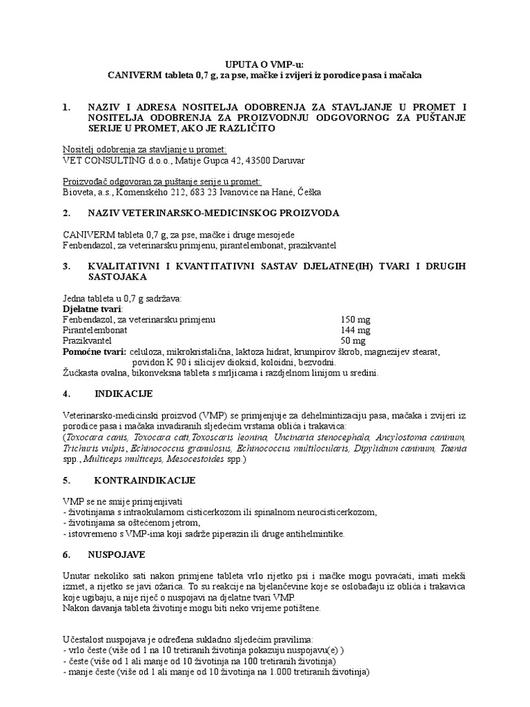 CANIVERM-07 Uputa | PDF