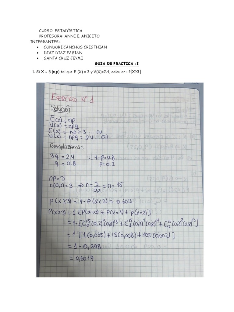 Tarea 8 y 9 Condori, Diaz y Santa Cruz | PDF | Distribución de veneno | Enseñanza de matemática