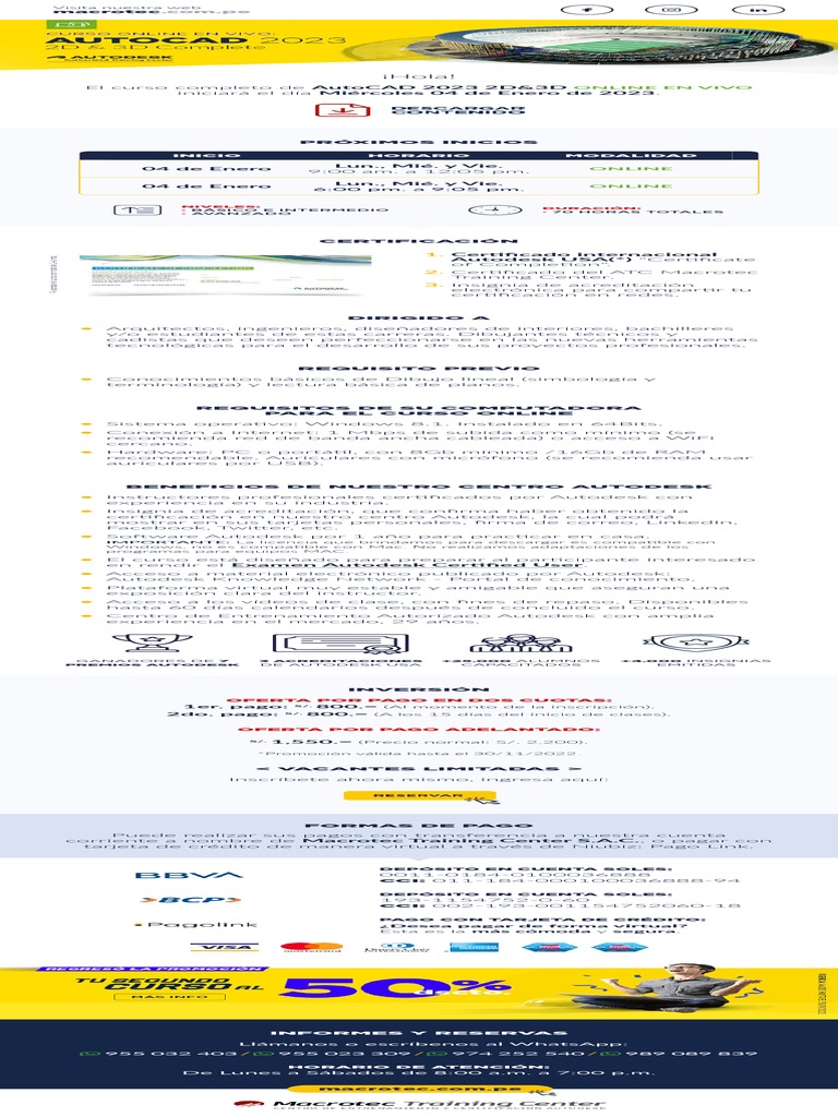 Curso Online - AutoCAD 2D&3D Complete - Macrotec Training Center | PDF | Software | Informática