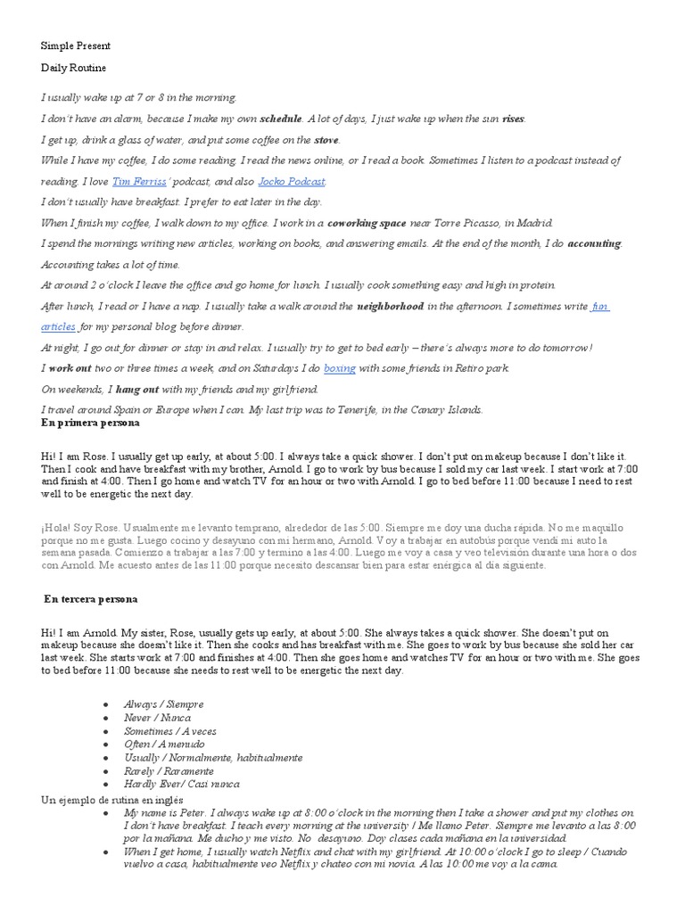 Simple Present | PDF | Food And Drink | Meal