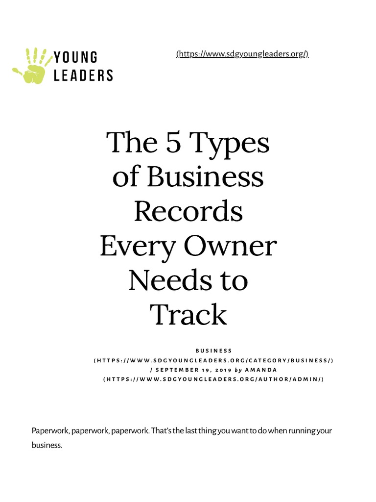 The 5 Types of Business Records Every Owner Needs to Track | PDF ...