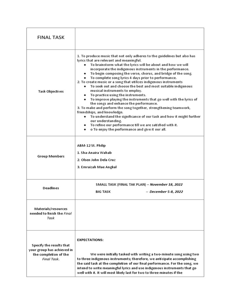Contempo Small Task | PDF | Song Structure | Cognitive Science