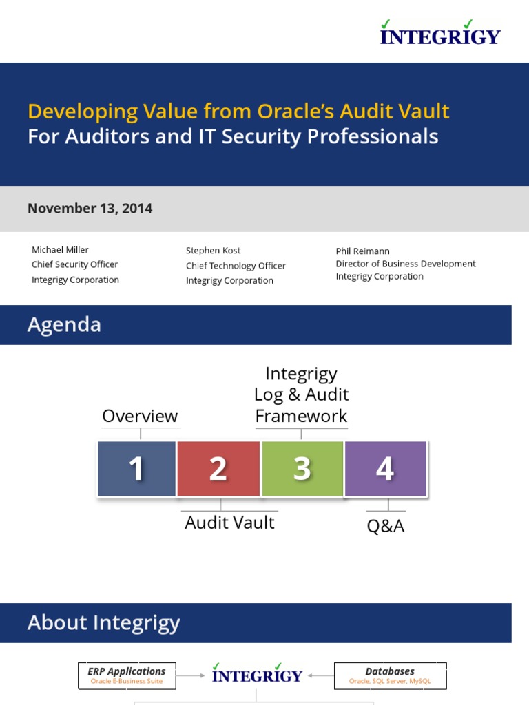 Developing Value With Oracle Audit Vault Pdf Databases Login