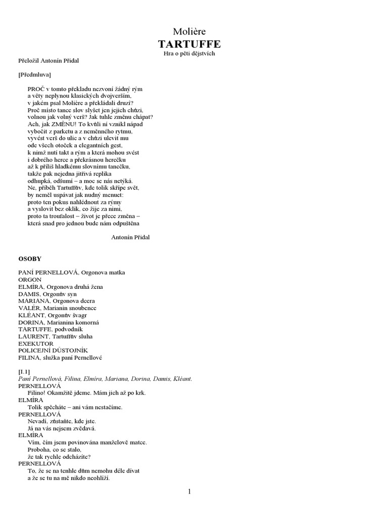 Moliere - Tartuffe Preklad Pridal | PDF Moliere - Tartuffe Preklad Pridal | PDF