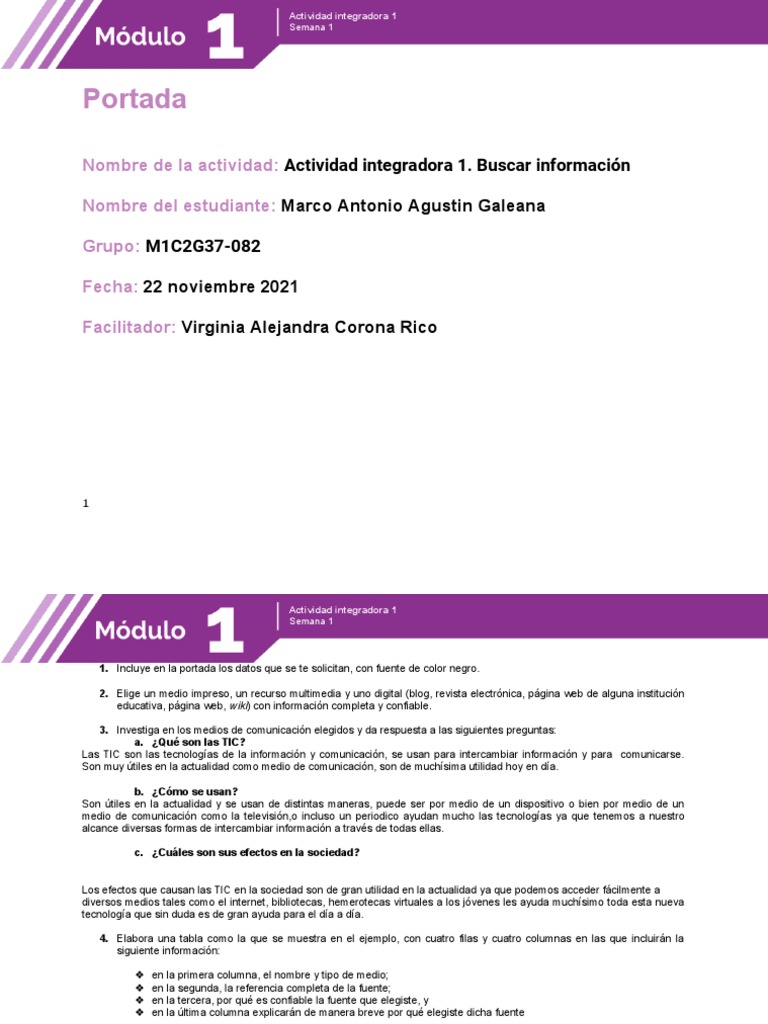 Actividad Integradora 1 Modulo 1 Semana 1 | PDF | Tecnología de ...