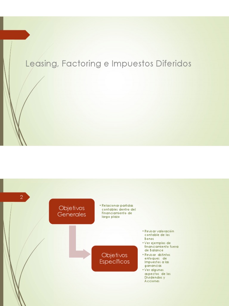 Leasing, Factoring e Impuestos Diferidos: Tratamiento y Ejemplos | PDF ...