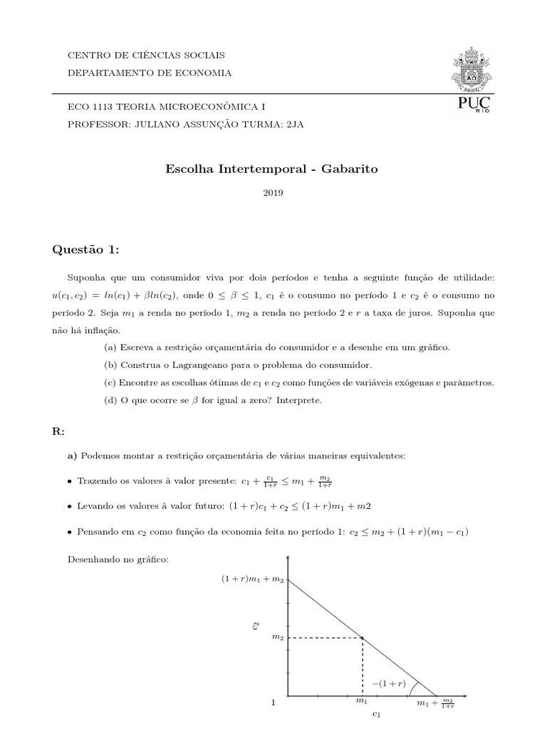 Lista Resolvida - Escolha - Intertemporal - Puc Rio | PDF | Inflação ...