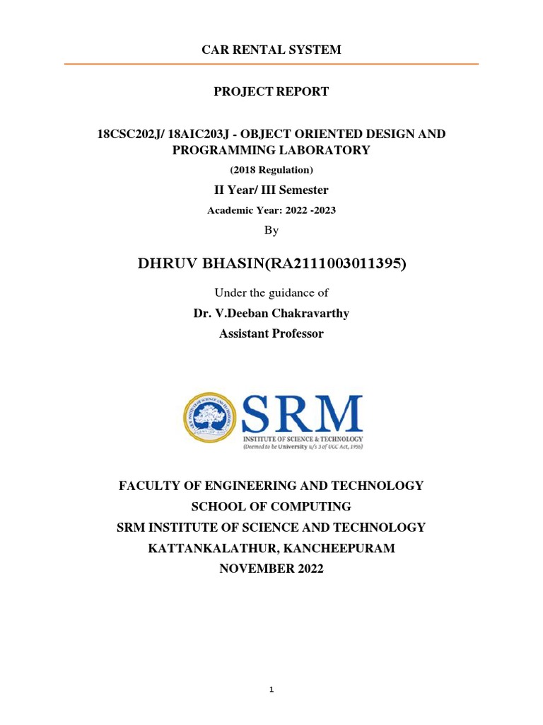 DHRUV BHASIN (RA2111003011395) : (2018 Regulation) | PDF | Component Based Software Engineering ...