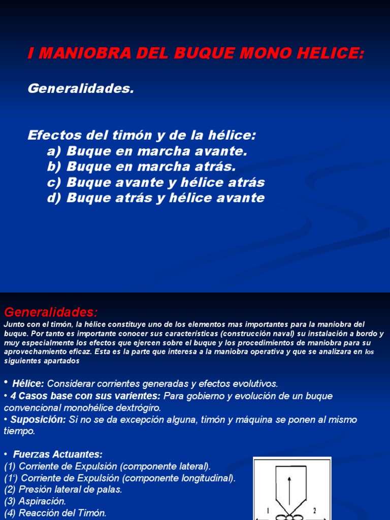 Maniobra de Buque Mono Hélice Dextrógiro | PDF | Timón | Hélice