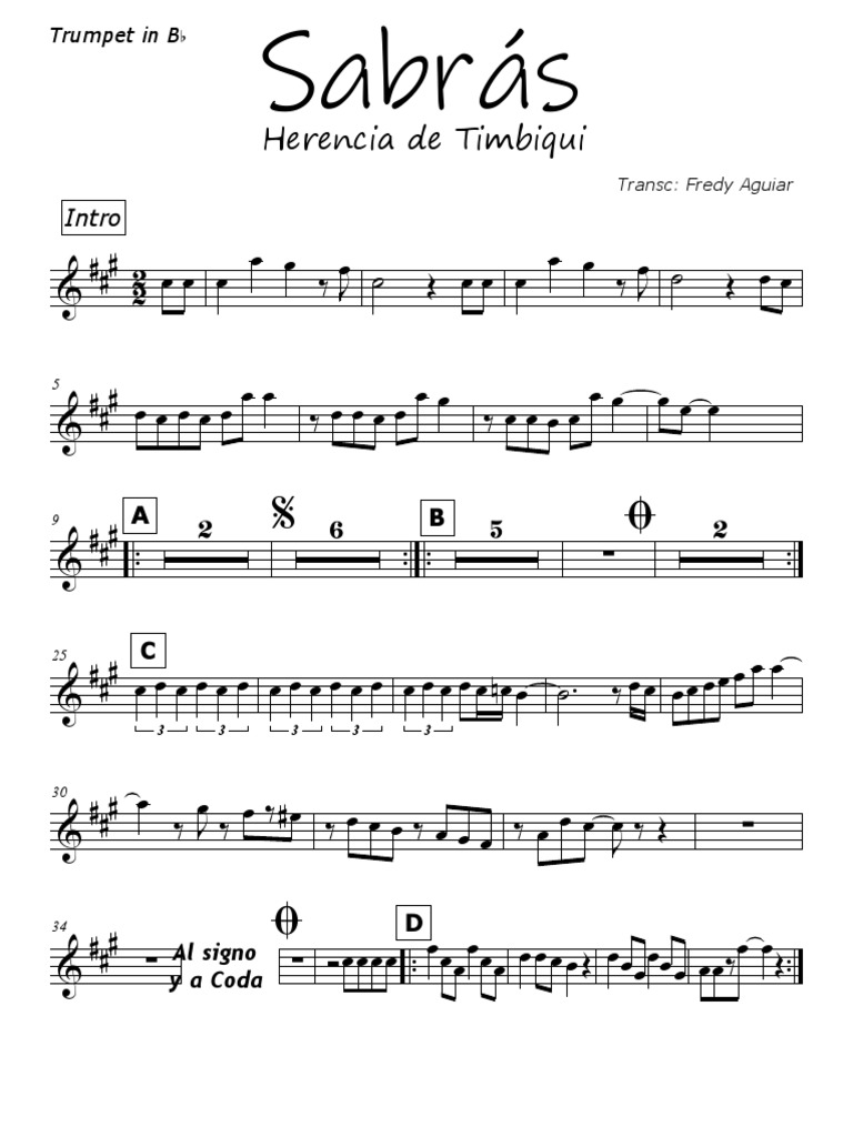 Sabrás - Herencia de Timbiquí - Trumpet in BB | PDF