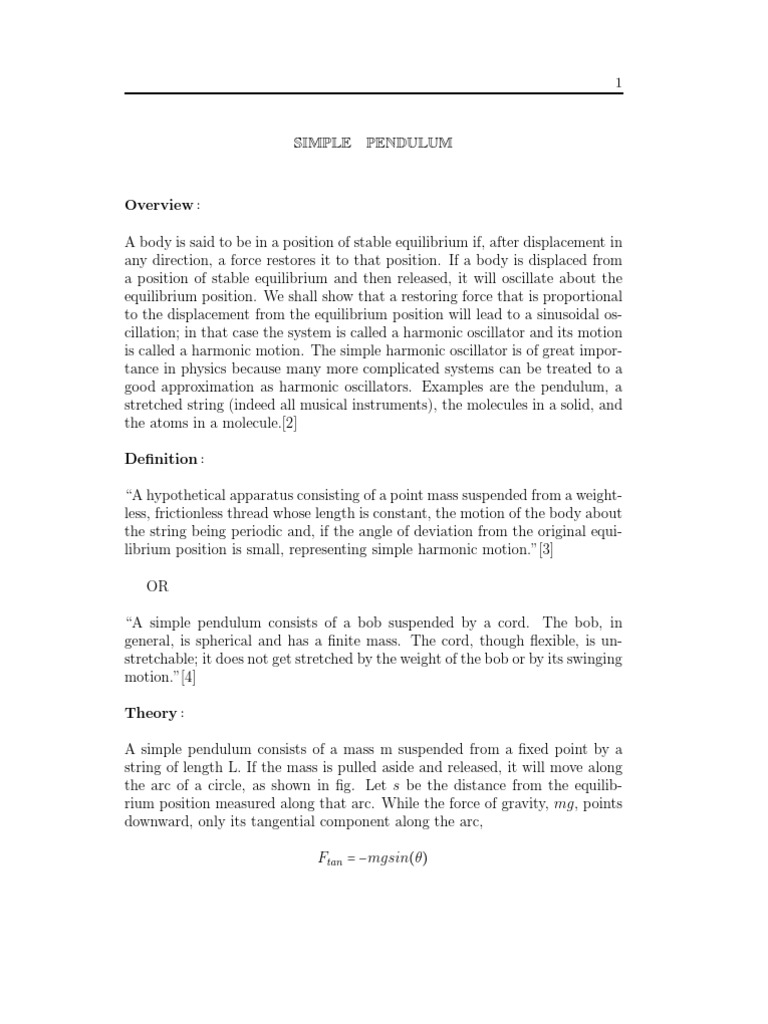 Simple Pendulum Pdf Pendulum Physical Phenomena